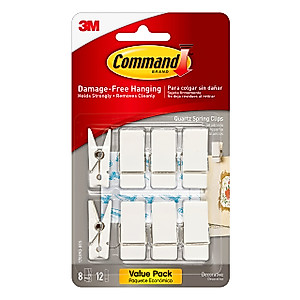 Command Spring Clips, Quartz, 8-Clips (17089Q-8ES), Great for dorm decor