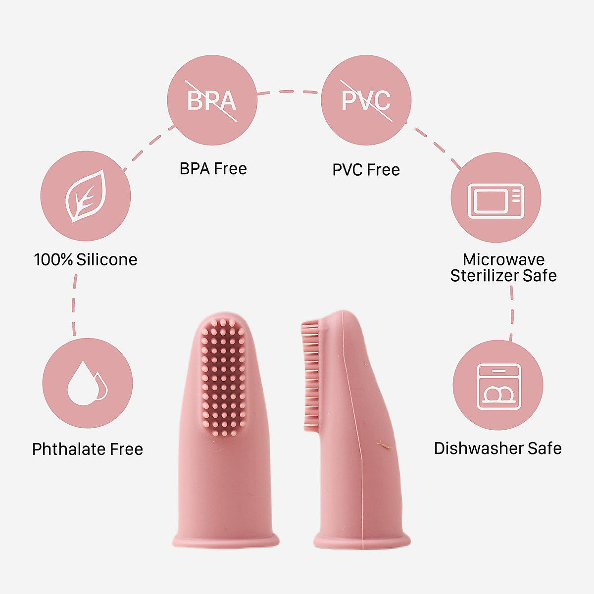 Chippi & Co Baby Silicone Finger Toothbrush BPA Free Dental Care for Newborn Baby Boy Girl 0 3 6 Sensory Development Toy (Pink)