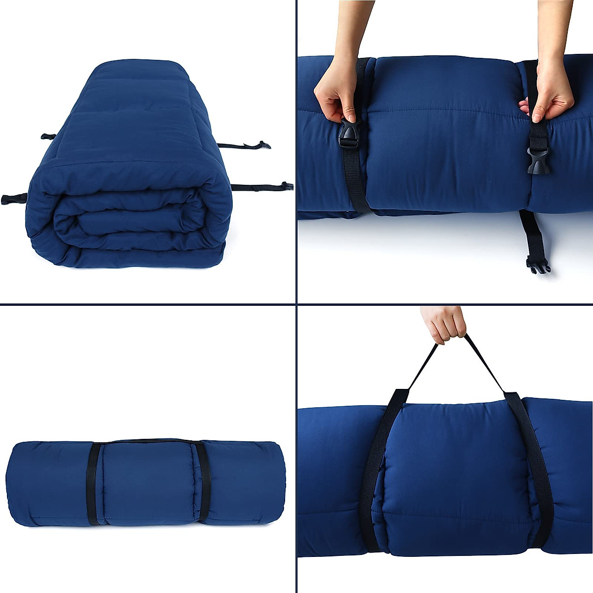 Cot Mattress Topper (Improved Thickness), Quilted Cot Pads for Camping, Soft Comfortable Sleeping Cot Mattress Pad Only, Camping Mattress Pad 75"x30" for Camp Cot/Rv Bunk/Narrow Twin Beds, Navy