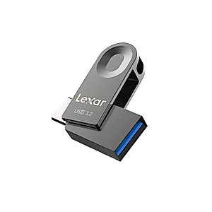 Lexar E32C 128GB Type-C USB Flash Drive, USB-A&USB-C 3.2 Gen 1 Dual Drive OTG 100MB/s Read, Thumb Drive Swivel Design Jump Drive for USB 3.0/2.0, Memory Stick for Android Smartphone, Laptop, PC