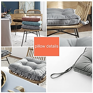 ZANYB Soft Velvet Chair Pad Square Thick Waist Lumbar Back Support Seat Cushions for Office Car Dining Room Home Floor Pillows 15.7x15.7x2.4'', Steel, pillow030-Steel