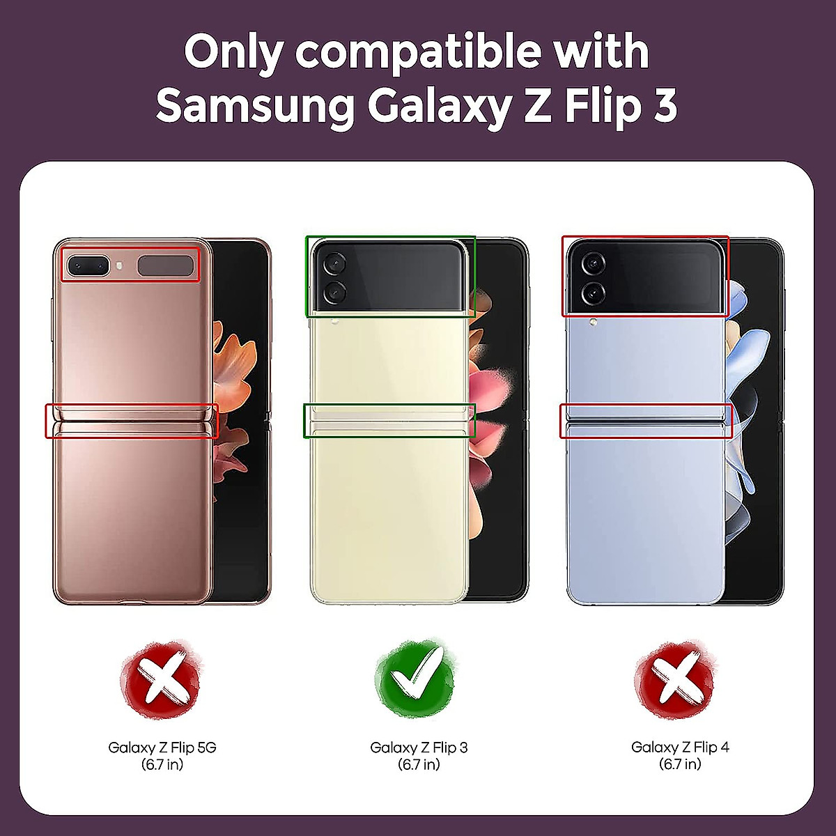 Meifei for Samsung z3 flip case,case for Galaxy z flip 3 case Silicone Dual Layer Hard Pc Soft Silicone Rubber Slim Fit Protective Phone Case for Z Flip 3 5G, Purple