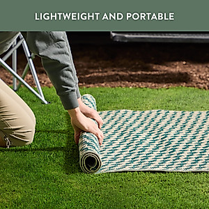 Edenbrook Bullen Houndstooth Outdoor Rug 4x6 – Patio Décor – Waterproof and Reversible – Blue Spruce Area Rug