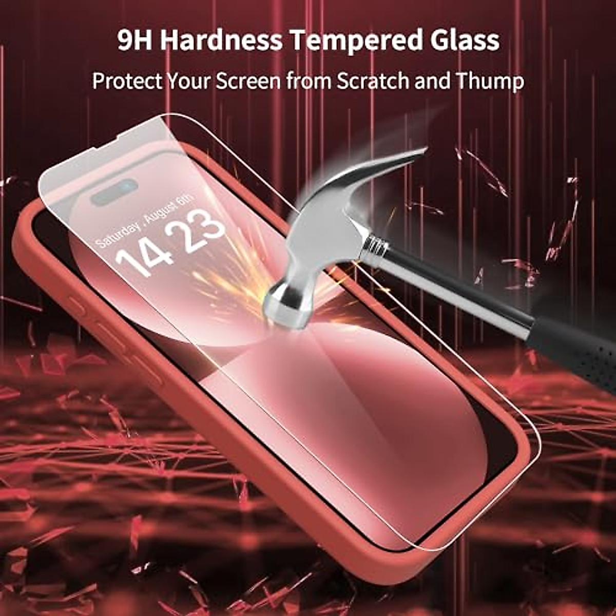 bicol for iPhone 15 Pro Max Case with Screen Protector,Enhanced Camera Lens Protection,Soft Liquid Silicone Slim Fit Protective Phone Cover 6.7" Coral