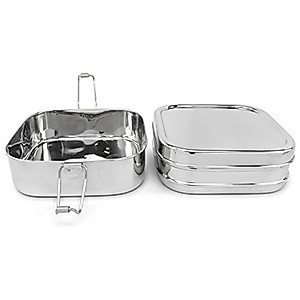 Lifestyle Block Stainless Steel Double Stack Cube 2 Compartment Lunch Box - X-Large