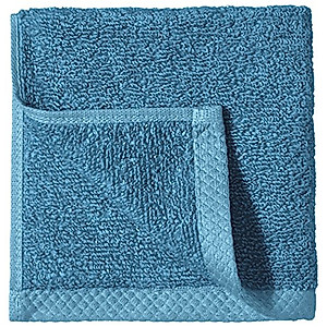 Amazon Basics Cotton Washcloths, Quick-Dry, 12" x 12", 12-Pack, Lake Blue