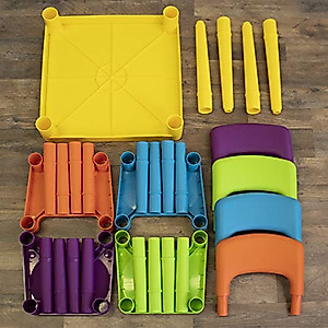 Humble Crew Kids Plastic 4 Set, Yellow Table/Vibrant Chairs