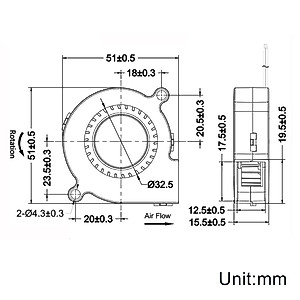 WINSINN 5015 Blower Fan 24V, 3D Printer 24 Volt Fans Blower Turbine Turbo Dual Ball Bearing, Brushless Cooling 50mmx15mm 2PIN (Pack of 2Pcs)