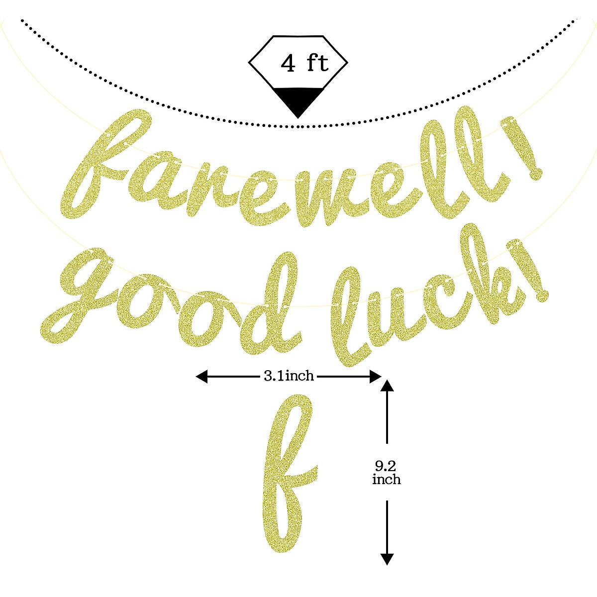 Farewell ! Good Luck ! Banner, Congrats Grad 2023, Happy Retirement, Graduation Retirement Party Decorations Gold Glitter.