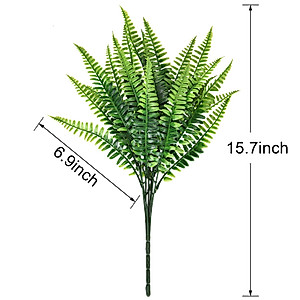Dolicer 6 Pcs Artificial Boston Fern Plants, Boston Fern Bush Plant Shrubs Artificial Boston Fern Bush Plant Arrangement Greenery Bushes Artificial Shrubs for Wedding Garden Office Verandah Home Decor