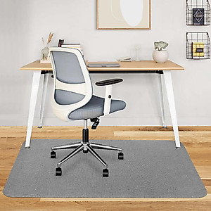 Office Chair Mat for Hardwood & Tile Floor, Under Desk Chair Mat for Hard Floor, Computer Gaming Rolling Chair Rug, Large Anti-Slip Floor Protector Carpet for Home Ofiice - 48"x36"- Light Grey