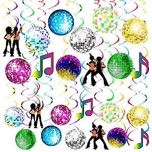 54 Pieces Disco Party Decorations Disco Ball Hanging Swirls 70s Party Hanging Swirls Ceiling Decor for Disco Fever Party 70s Hippie Birthday Party Favors Supplies (Colorful)
