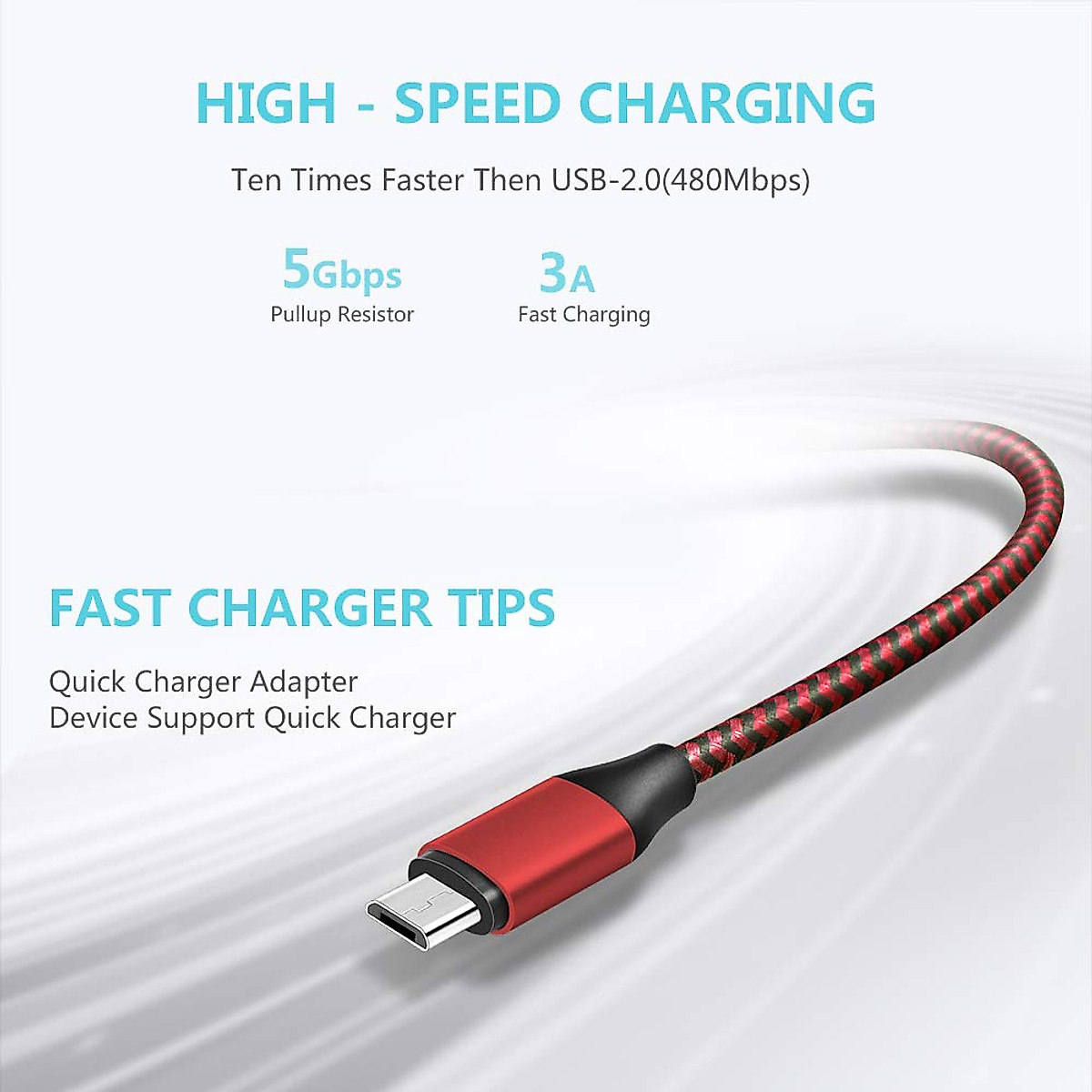 TPLTECH Charger Cord for Xbox One Controller Nylon-Braided Controller USB Cable Durable Android Micro USB 2.0 Cable Compatible with Xbox One Controller Charger Cord 2Pack 10FT