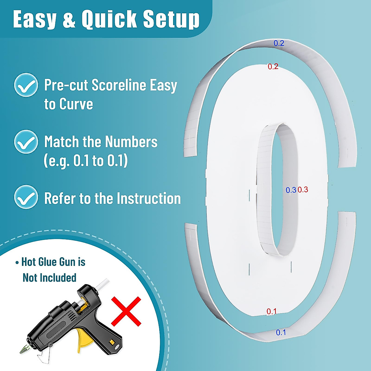 Tongjoy 3FT Light up Numbers 0, Marquee Numbers, Mosaic Numbers for Balloons, Pre-Cut Foam Board Kit for 30th 40th 50th Birthday Party Decor, Marquee Light up Letters, Kids' Mosaic Kits