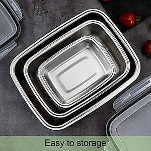 UPTRUST Stainless Steel Food Storage Containers, Airtight Lids, Set of 5 Containers, BPA Free, Dishwasher & Freezer Safe, Meal Prep Lunch Box, Leak Proof Stackable Light and Easy Storage