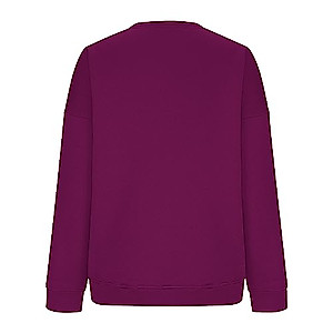 JDHUFEI Womens Oversized Hoodies Fall Casual Long Sleeve Hoodie Pullover Solid Color Loose Fit Crewneck Sweatshirt Blouse Top