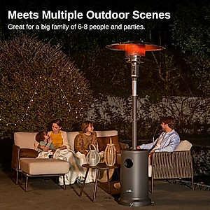 EAST OAK 48,000 BTU Patio Heater for Outdoor Use With Round Table Design, Double-Layer Stainless Steel Burner and Wheels, Outdoor Patio Heater for Home and Commercial, Gray, 31.9 x 31.9 x 86.6 inches