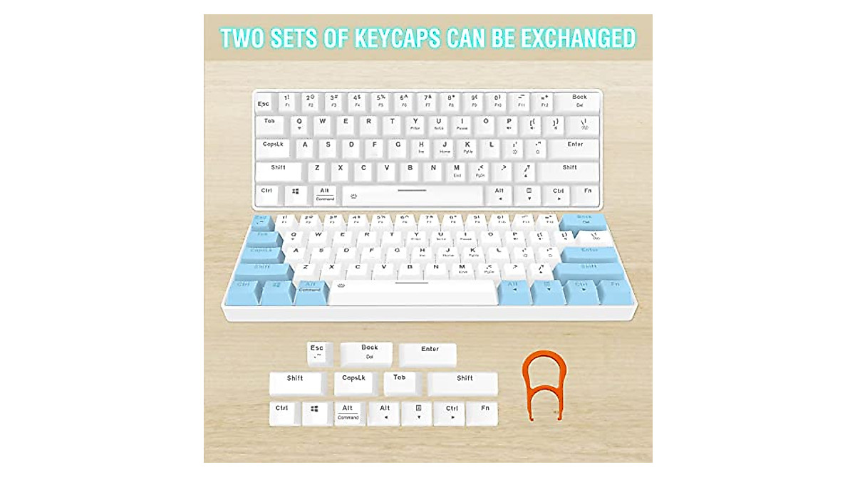 EDJO Bluetooth Mechanical Keyboard 60%, Wireless/Wired Red Switches ...