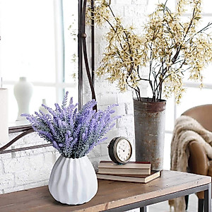 Veryhome 8 Bundles Artificial Flowers Outdoor Lavender Bouquet Fake Lavender Plant for Wedding Home Garden Decor