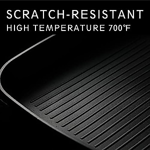 MsMk Square Grill Pan with lid, Stay-Cool Handle, Each Ridge Nonstick, Oven Safe Dishwasher Safe Induction Grill pans for Stove Tops, Square Frying Pan, Bacon Pan, Indoor Chicken Skillet, 11-Inch