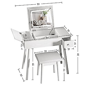 IRONCK Vanity Desk Set with LED Lighted Mirror & Power Outlet, Flip Top Makeup Vanity Table with Drawers & Cabinet,for Bedroom, Bathroom, Black