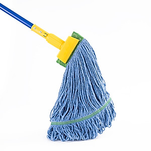 MATTHEW CLEANING PRODUCTS 6Pack Mop Heads Commerical Grade Cotton Loop-End Heavy Duty String Mop Refills,6'' Headband X-Large Wet Industrial Mop Head Replacement Machine Washable (Blue)