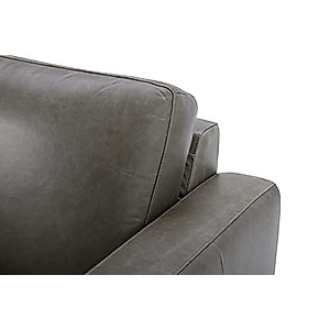 Amazon Brand – Rivet Modern Leather Loveseat Sofa Couch with Wood Base, 63.4"W, Gray