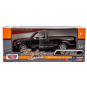 Motormax 1992 Chevy 454SS Pickup Truck 1/24 Scale Diecast Model Car Black