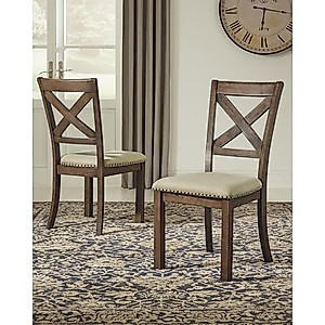 Signature Design by Ashley Moriville Modern Farmhouse 19" Upholstered Dining Room Chair, 2 Count, Brown