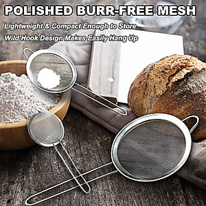Anaeat Fine Mesh Strainers - Premium Stainless Steel Colander Sieve Sifters, with Durable Mesh and Sturdy Handle, Excellent for Sifting Dry ingredients, Flour, Pastas, Rice, Tea (6.3"）