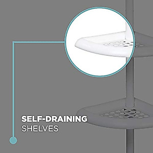 Zenna Home Tension Pole Shower Caddy, 4 Shelves, Adjustable, 60 to 97 Inch, White