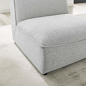 Modway Comprise Fabric Upholstered Sectional, Armless Chair, Light Gray