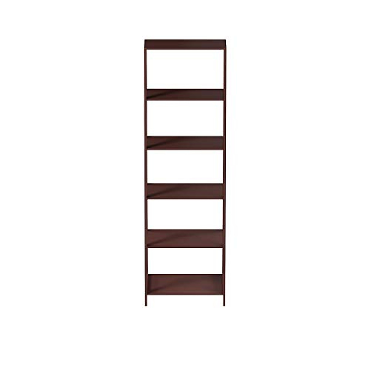 Lavish Home 5-Tier Ladder Bookcase - Freestanding Tiered Wood Bookshelf with Leaning Look - Decorative Shelves for Home and Office Storage (Brown)