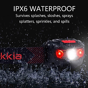 Vekkia Ultra Bright LED Headlamp-5 Lighting Modes,White & Red LEDs Head Lamp, Camping Accessories Gear. IPX6 Waterproof Headlight for Running,Cycling,Fishing,Hiking,Repairing. Batteries Included