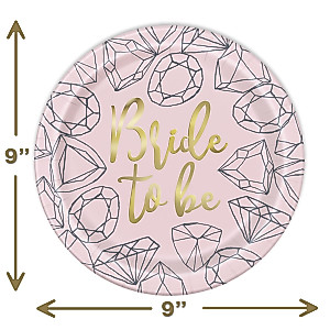 Lobyn Party Plates and Napkins Bachelorette Party Pink Bride to Be Design Plates and Napkins 16 Lunch Plates and Napkins Party Supplies Includes (16) 9 Inch Plates (16) 6.5 in Folded Lunch