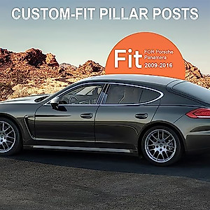 ACLONG Pillar Posts Door Window Trim Glossy Black Stainless Steel Pillar Posts Molding Trim Compatible with Porsche Panamera 2009-2016, Anti Scratch Stickers Door Pillar Moldings Cover Set -Set of 4