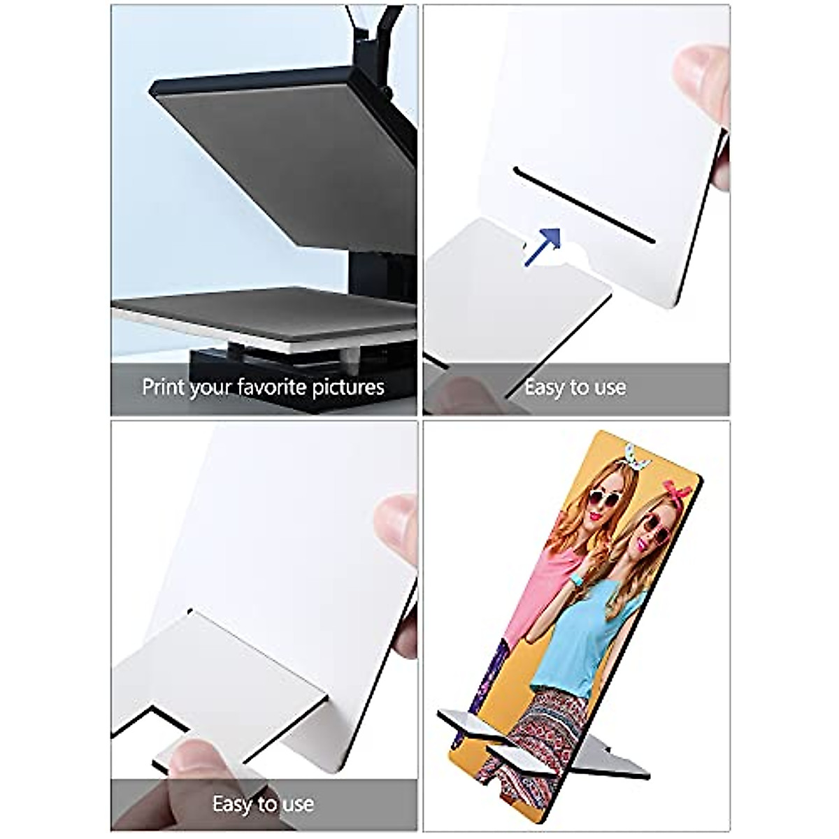 Frienda 4 Pieces Sublimation Blank Cell Phone Stand Holder Sublimation Phone Holders Sublimation Desktop Phone Holder for Home Office