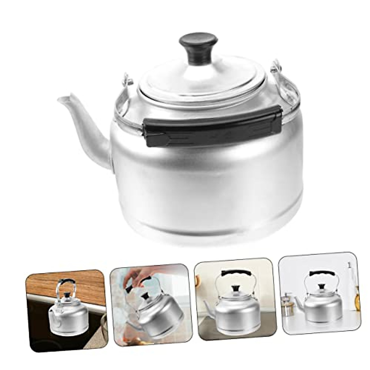 Kettle Metal Coffee Pot Metal Water Jug Metal Teapot Coffee Kettle Convenient Water Kettle Silver Household Coal Stove Tea Kettle teapot (Color : Silver, Size : 18X18X12CM)