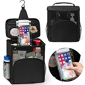 EIMMBD Hanging Shower Bag, Shower Caddy Portable Larger Capacity with Phone Storage, Upgraded Shower Caddy Hanging for College, Dorm,Travel, Gym, Camp, Mesh Shower Caddy for Women, Men(Black)