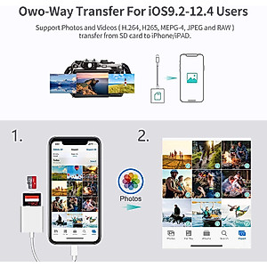 [Apple MFi Certified] Lightning to SD/Micro Card Reader for iPhone/iPad, 3 in 1 Memory Card Reader Adapter with Charging Port, Trail Game Camera SD Card Reader Viewer, No App Required Plug and Play