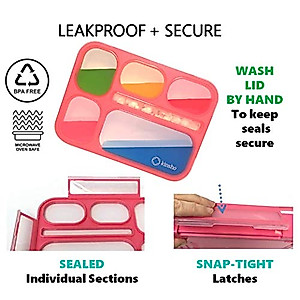 Bento Lunch Box and MINI Snack Container Set for Kids Women | Small and Large Leakproof Boxes for Lunches at Work School Daycare | Divided Portion Containers for Girls Teens Toddlers, Pink…