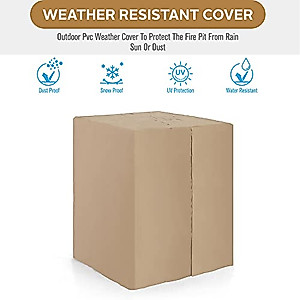 Sophia & William 18" Outdoor Gas Fire Pit Propane Fire Column 30,000 BTU Electronic Ignition Firepit for Patio Garden Backyard with Lava Rocks and Weather Cover, Natural Stone