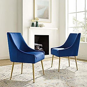 Modway Discern Upholstered Performance Velvet Dining Chair Set of 2, Navy