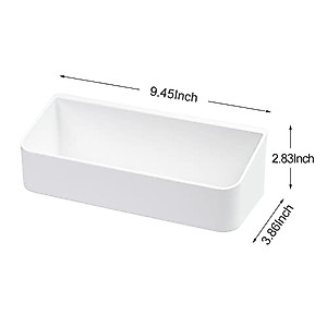 KATEI STORY Set of 2 Shower Caddy Adhesive Bathroom Shelf Organizer Wall Mounted Storage Rack No Drilling Shower Shelf Bath Essentials Shampoo Spice Holder Clear Adhesives White