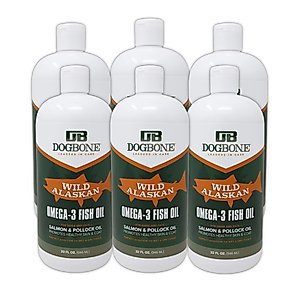 DogBone Wild Alaskan Fish Oil for Dogs 32 oz (6 Pack) | Salmon Oil for Dogs | Dog Fish Oil | Omega 3 for Dogs | Dog Joint Supplement | Dogs Vitamins and Supplements | Salmon Oil for Dogs Skin and Coat