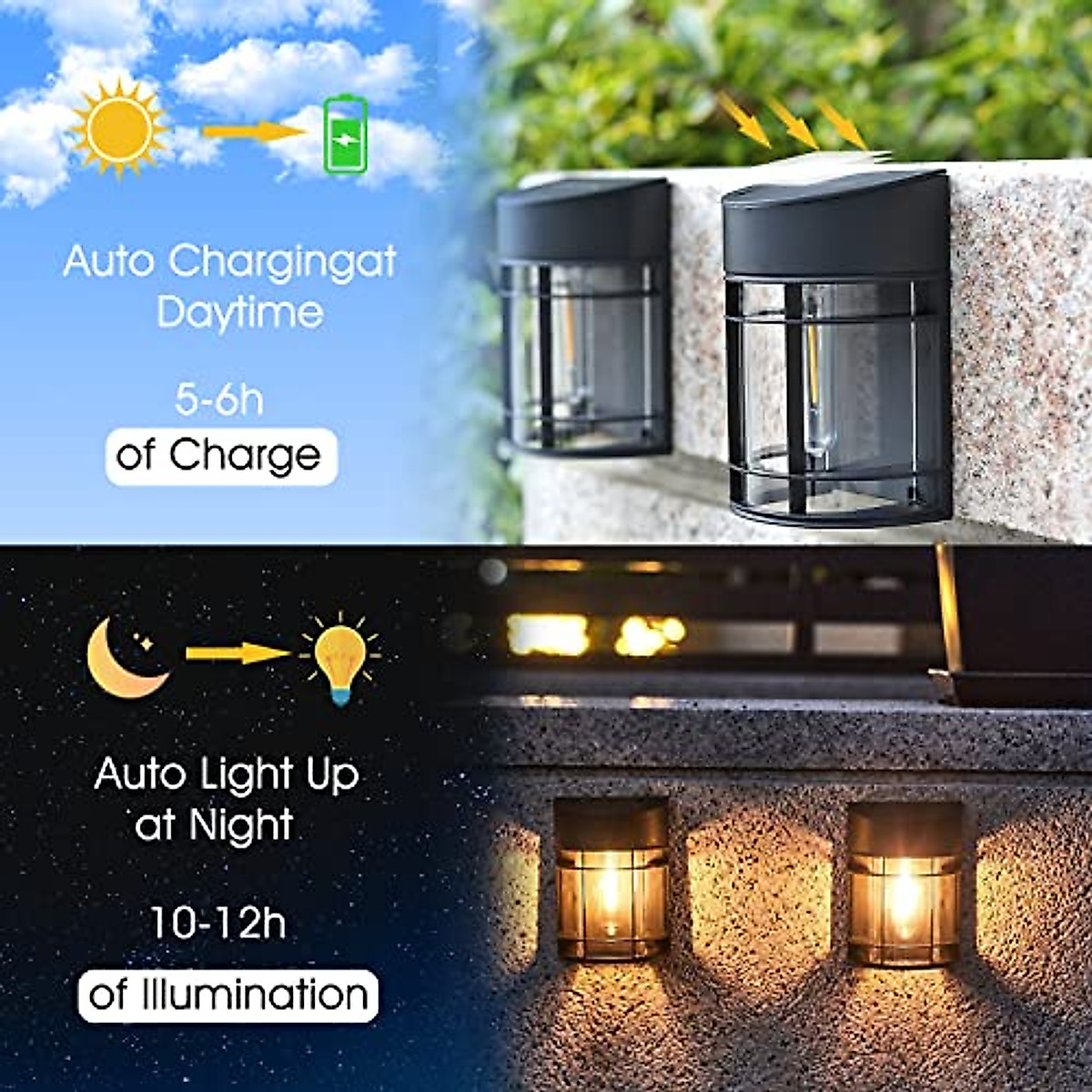 Outdoor Solar Fence Lights, Solar Garden Decorative Lights, Waterproof Solar Lights for Wall, Patio, Stairs, Backyard, Steps, Fence Decor,8 Pack