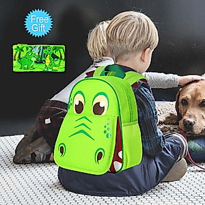 Dinosaur Backpack for Boys, 12" Toddler Preschool Kids Bookbag, Cute Animal Kindergarten Schoolbag
