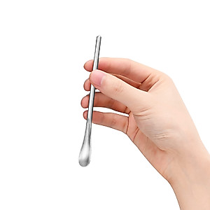 12-piece 5-inch Stainless Steel Coffee Stirring Spoon, Cocktail Stirring Stick with 12.8 cm Length, Small Spoon with Round Handle, Reusable Ice Tea Spoon, Bar Spoon. Dishwasher Safe.