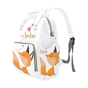 Anneunique Art FoxMaple Leaf Diaper Bags Backpack with Name Personalized Baby Bag Nursing Nappy Bag Travel Tote Bag Gifts for Mom Girl,10.83x6.69x15 inch