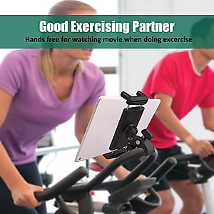Cuxwill Spin Bike Tablet Mount for 4-13" Tablet & Smartphone, Portable Bicycle Holder Clamp for Indoor Gym Treadmill, Spinning, Elliptical, Stationary Bike, Golf Cart, for iPad Pro Mini Air, iPhone